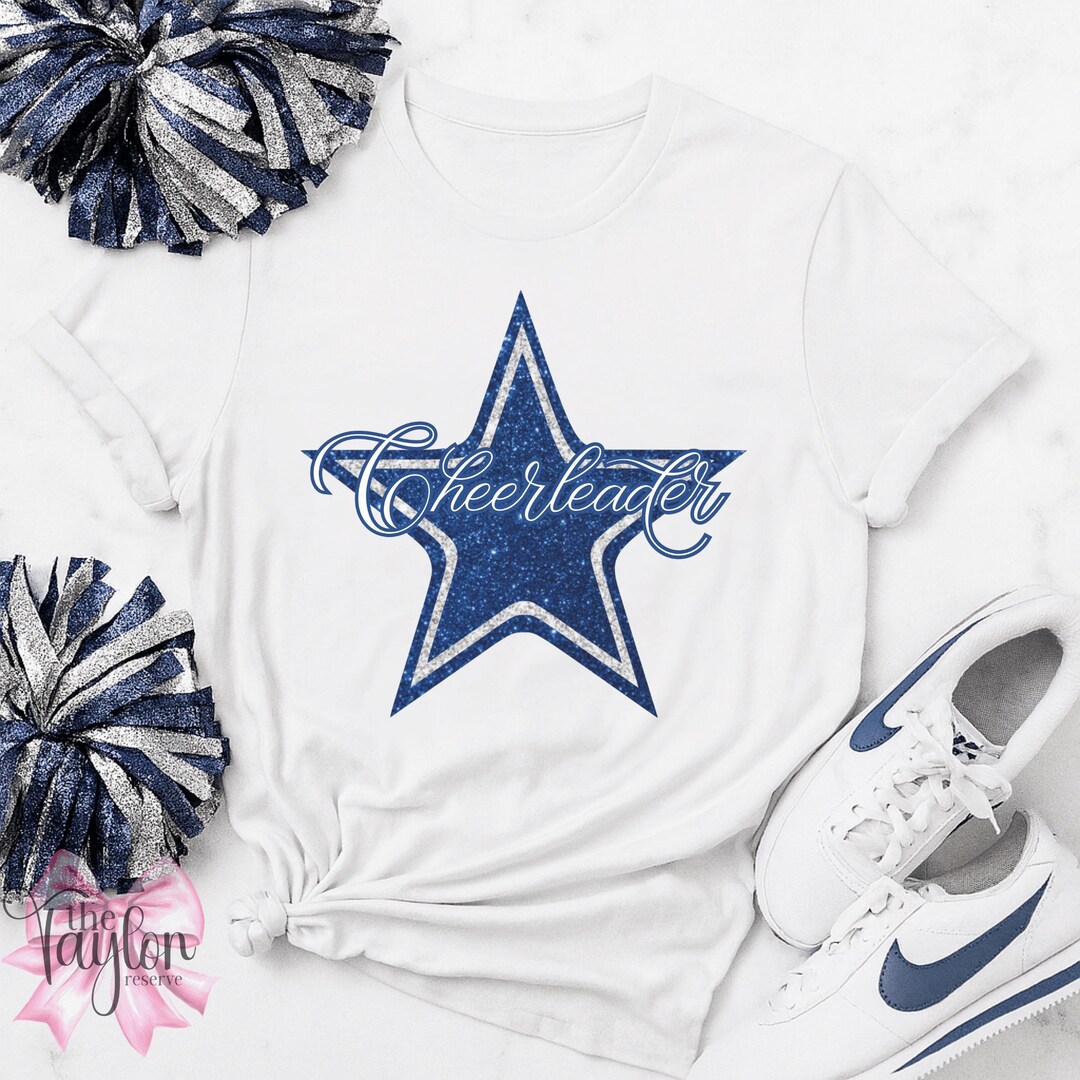 Dallas Cowboys Cheerleader Shirt | Blue Glitter Star Tee | DCC Fan ...