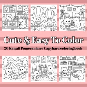 Capybara Coloring Pages for Adults – Cute Pomeranian & Capybara Scenes ...