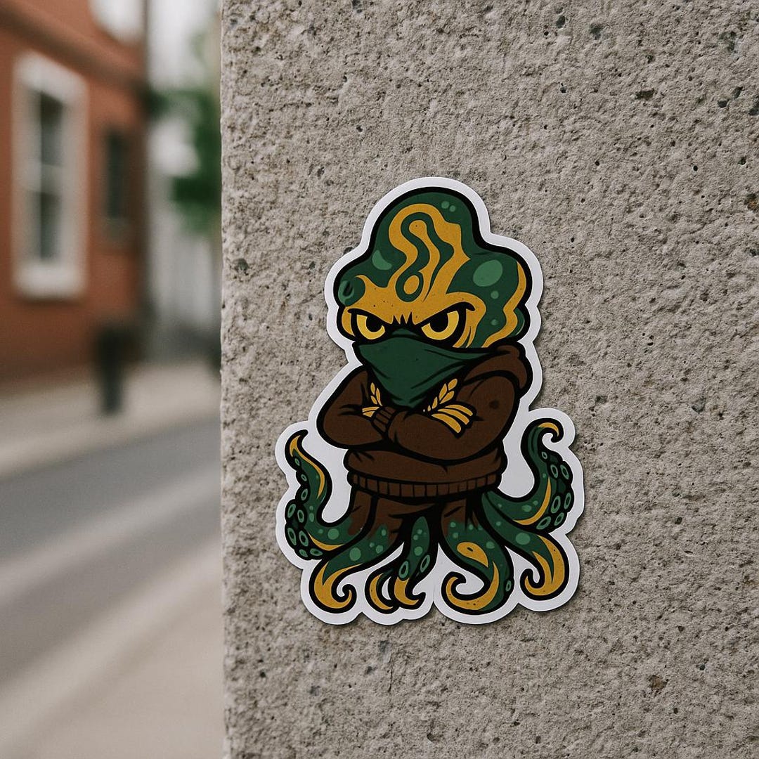 Quirky Cool Underground Squid Sticker - Funny Vinyl Decal for Laptop ...