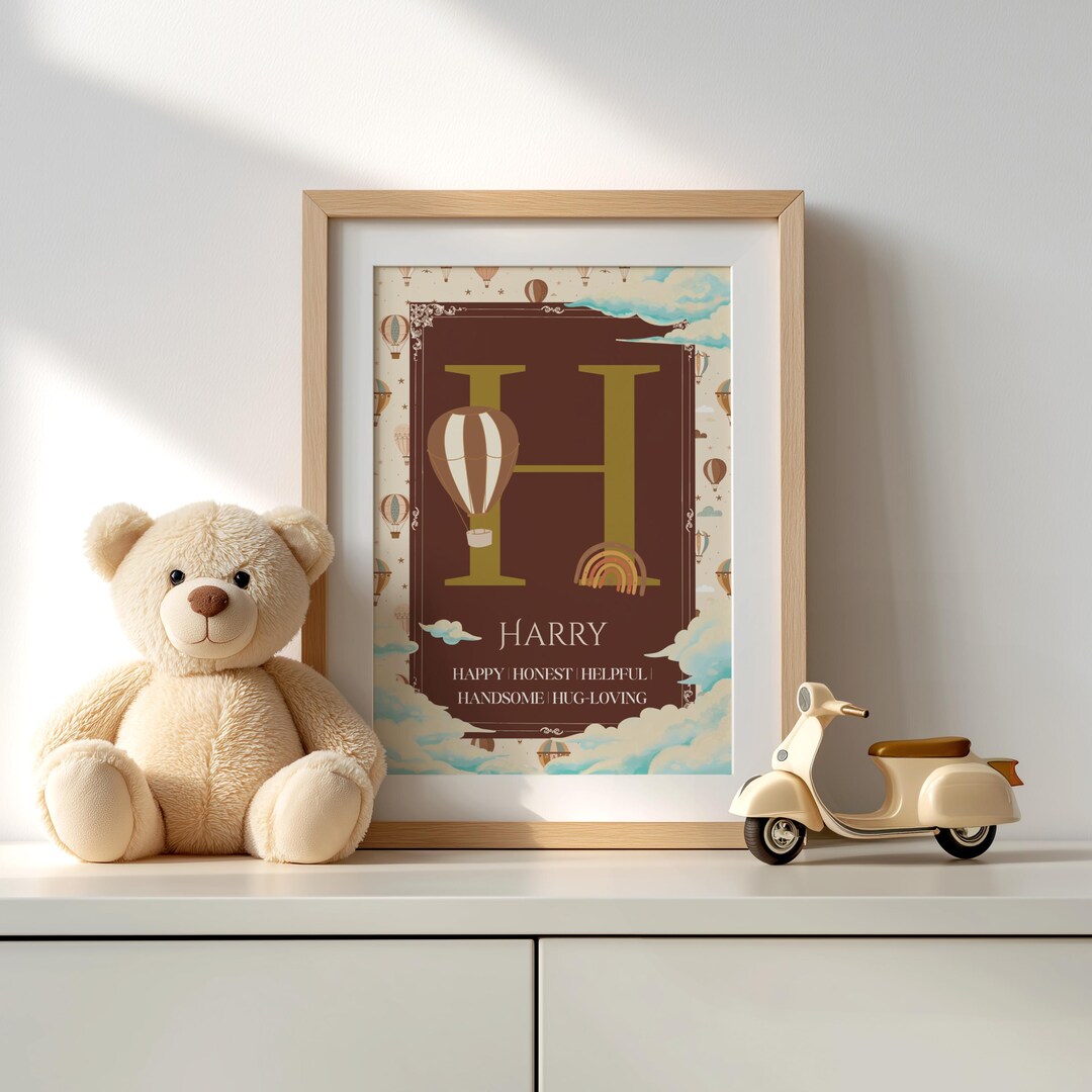 Personalised Kids Name Print – Hot Air Balloon Wall Art - Etsy