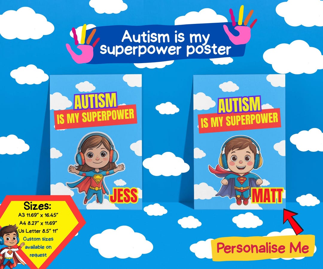 Autism is My Superpower Poster – Personalised Wall Art for Kids ...
