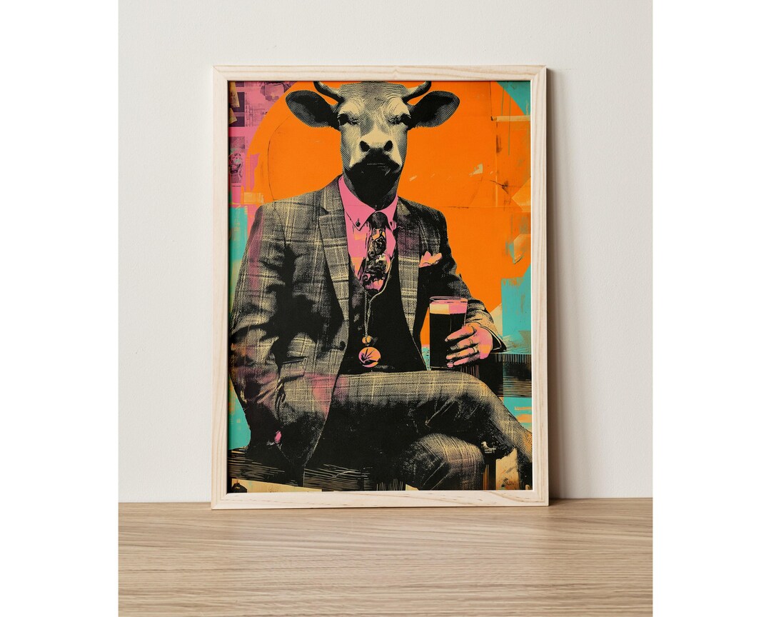 Irish Cow Print, Tweed Suit, Pint Pop Art Wall Decor - Etsy