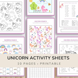Unicorn Activity Pack: Colouring Pages, Word Search, Maze (digital ...