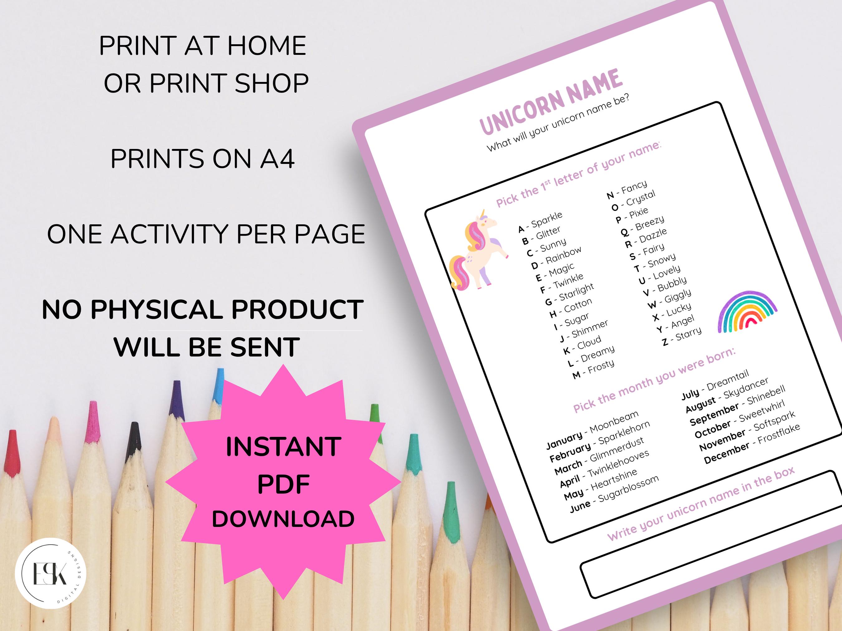Unicorn Activity Pack: Colouring Pages, Word Search, Maze (digital ...
