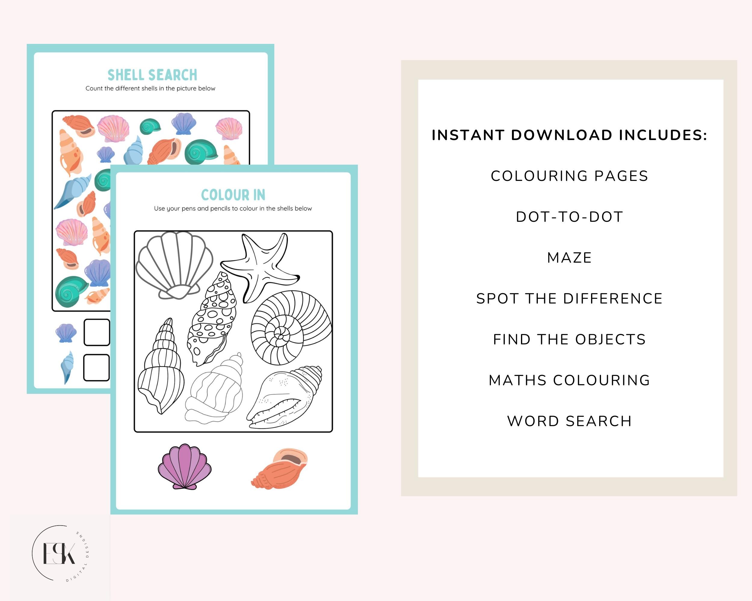 Under the Sea Activity Pack for Kids - Printable Colouring Pages, Word ...