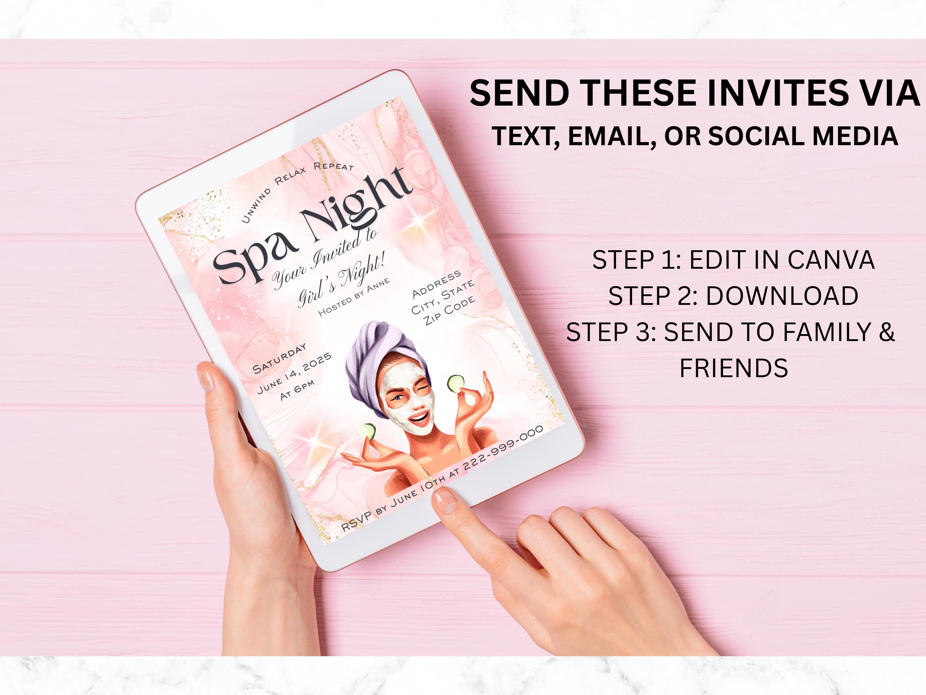 Spa Night, Girls Night, Unwind Relax Repeat, 5x7 Printable & Mobile ...