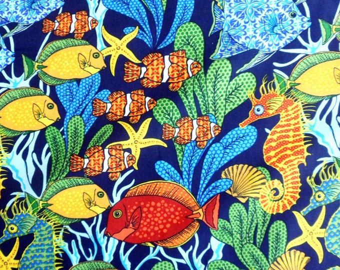 Fish Fabric , Bright Colorful Fish Fabric Clown Fish Fabric , Sea Horse ...