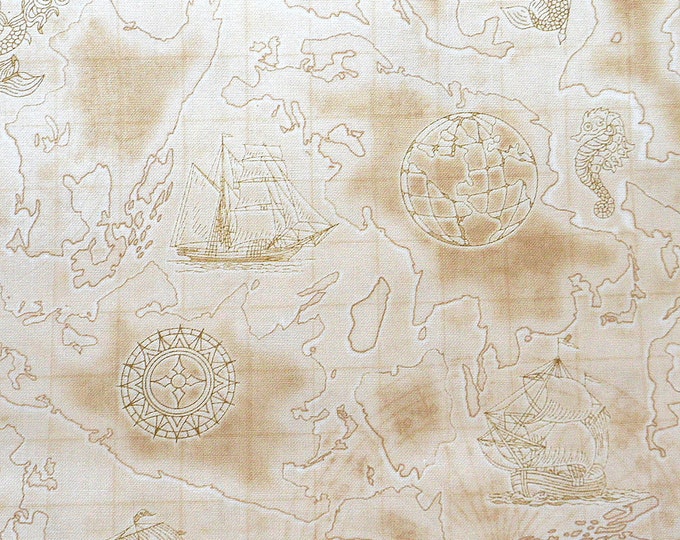 Nautical Chart Fabric, RJR, Anchors Aweigh - Etsy