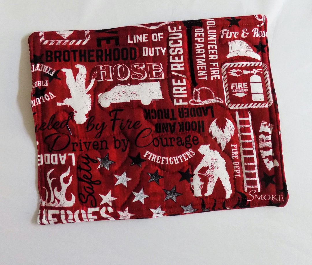 Quilted Snack Mat: Firefighter Fabric, Insulated Hot Pad (8x10) - Etsy