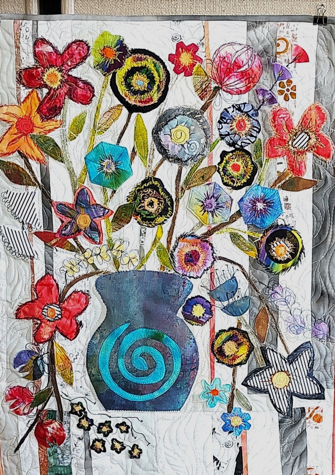 Handmade Fiber Art Wall Hanging Original Design Flower Fabric Art Live ...