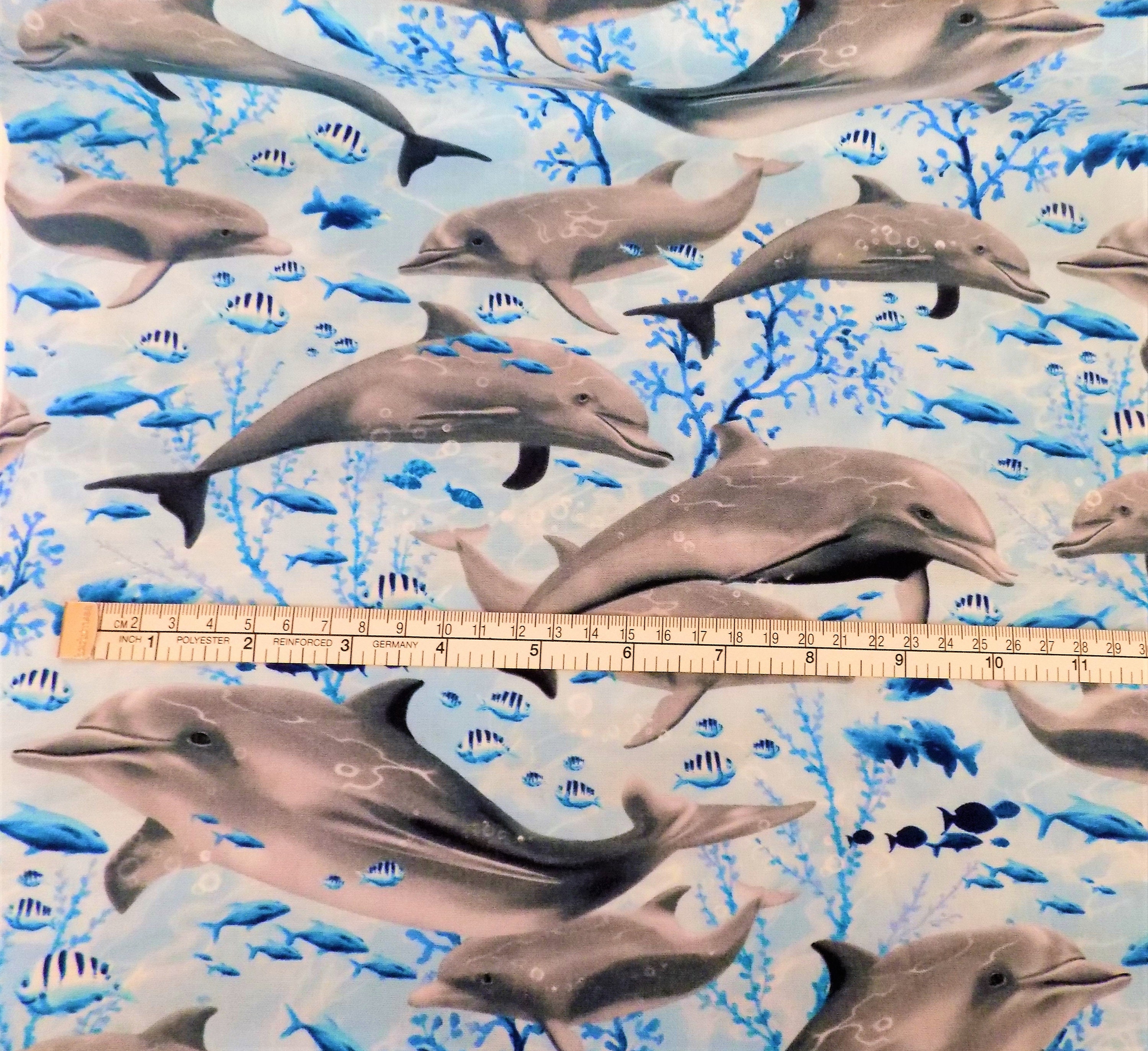 Dolphin Fabric Cotton Material Dolphins Tela Tesoros | Etsy