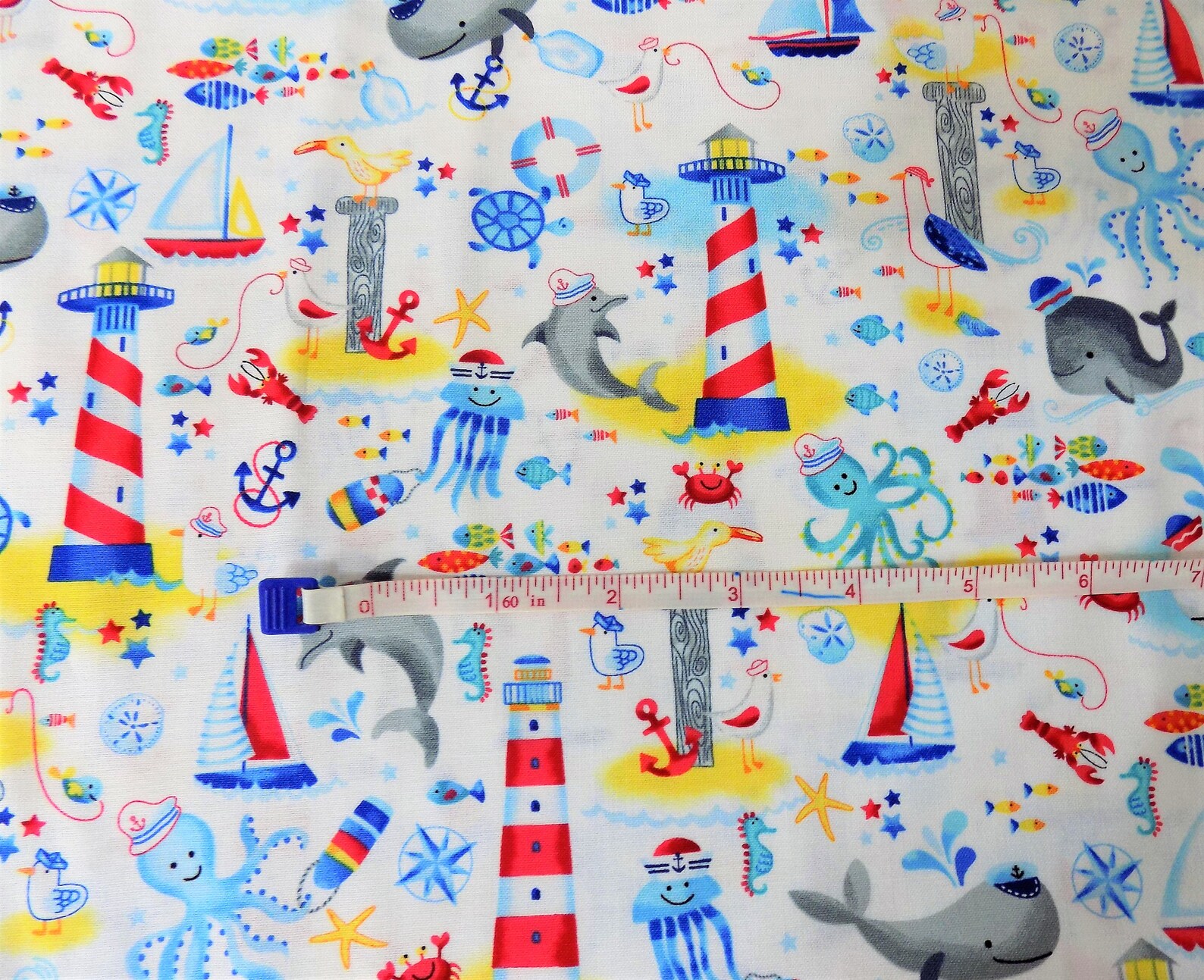 Timeless Treasures Nautical Fabric for Kids Lighthouses Whales | Etsy