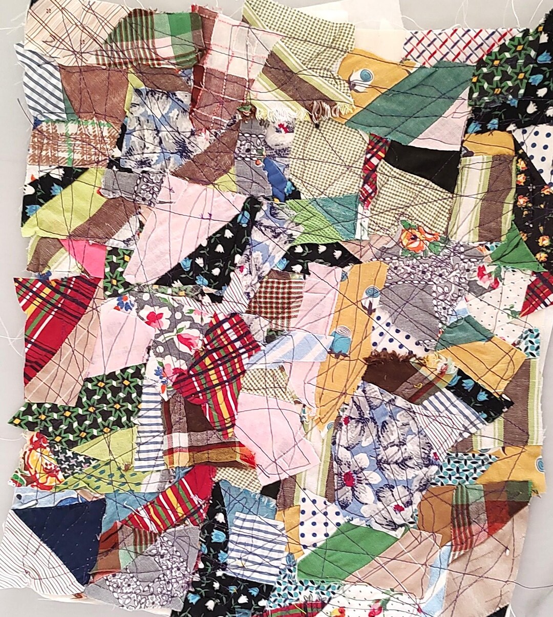 Fiber Art Unfinished Textile Art Vintage Fabric Repurposed From Vintage ...