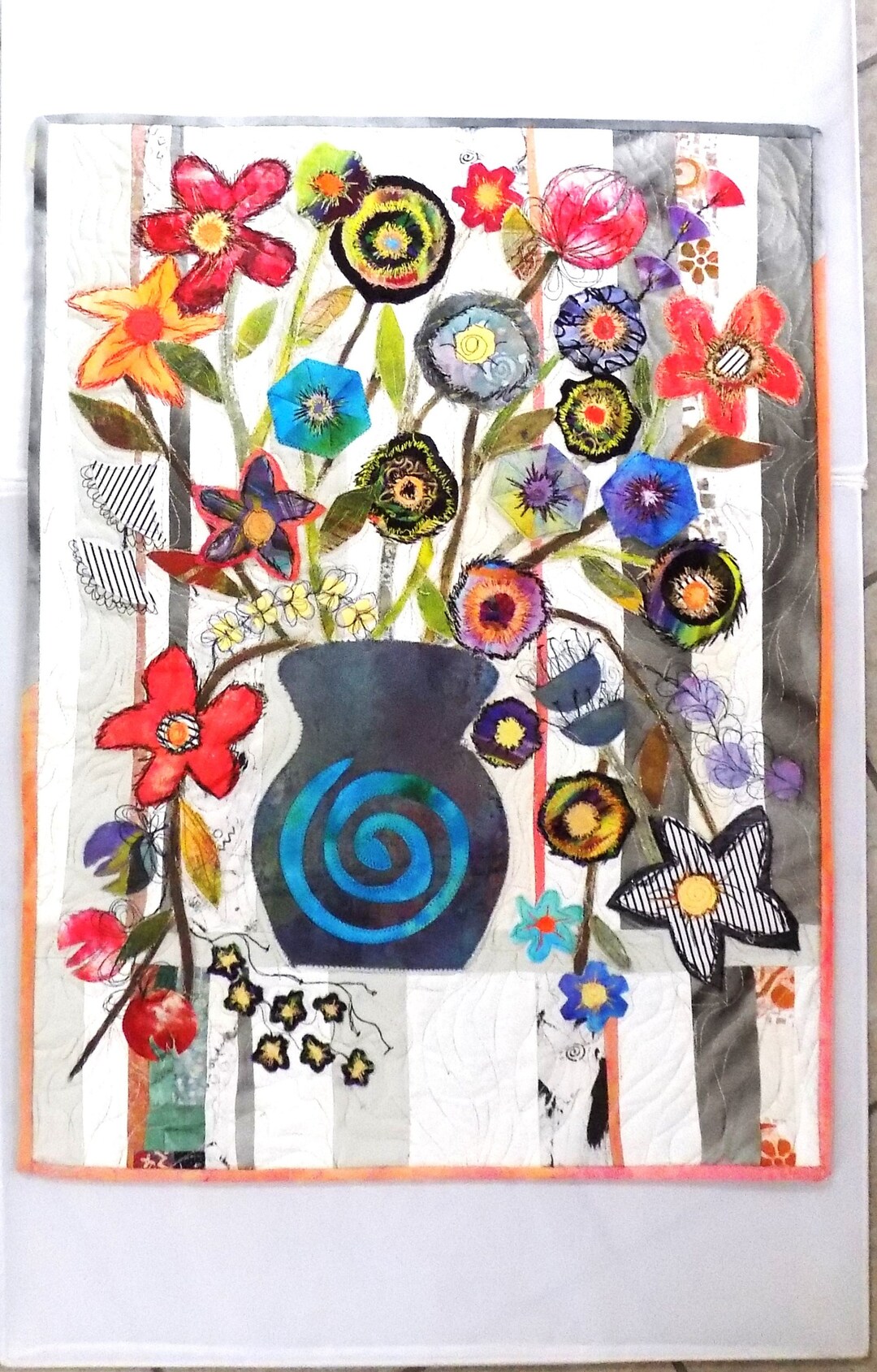 Handmade Fiber Art Wall Hanging Original Design Flower Fabric Art Live ...