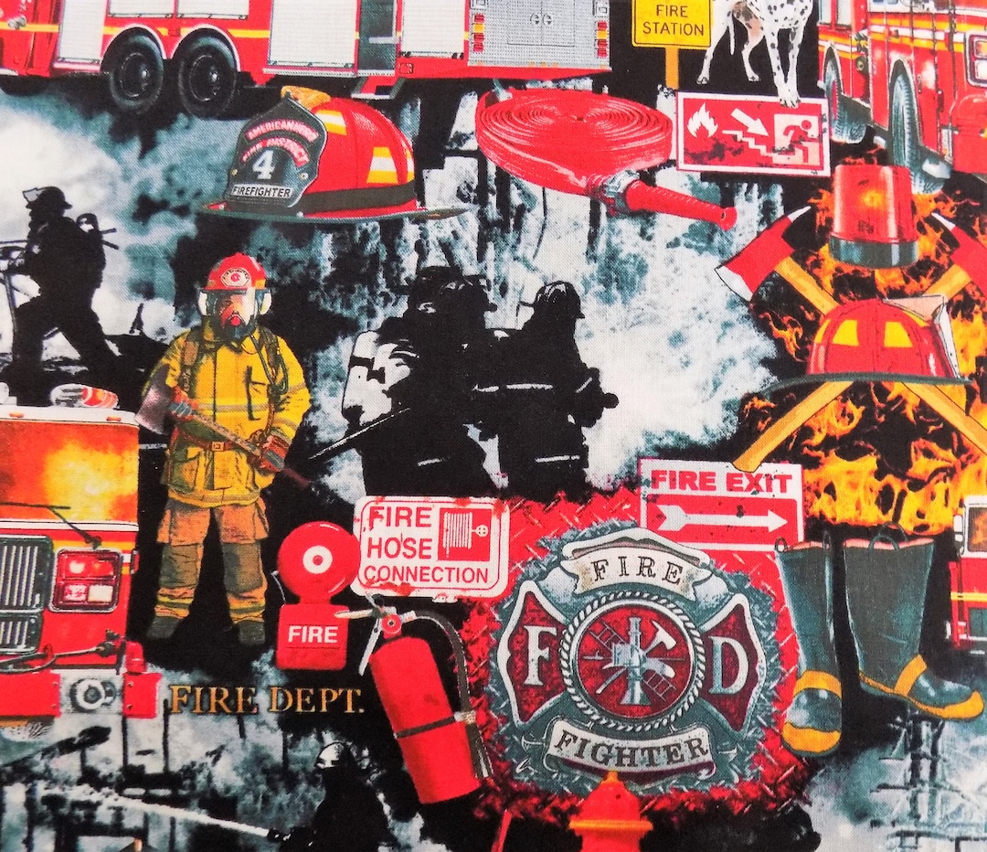 Firefighter Fabric: Fire Dept Cotton Sewing Quilting Fabric - Etsy