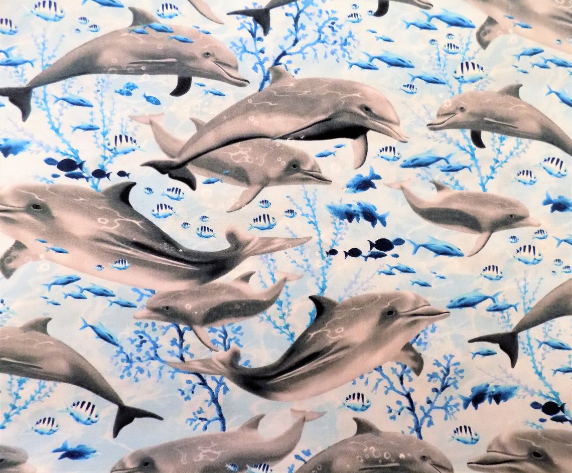 Dolphin Fabric Cotton Material Dolphins Fabric Timeless Treasures - Etsy