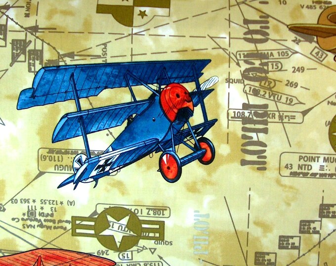 Airplane Fabric, Bi Planes on Map Background - Etsy