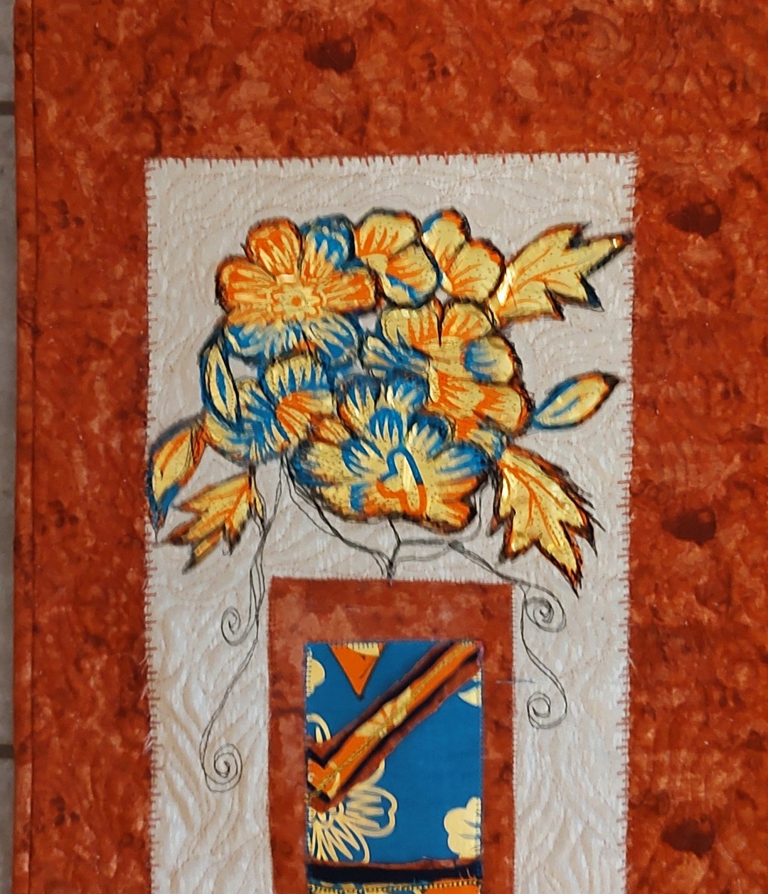 Wall Hanging Floral Fiber Art Wall Quilt Hand Made Quilted Wall Hanging Flowers With Glitz - Etsy