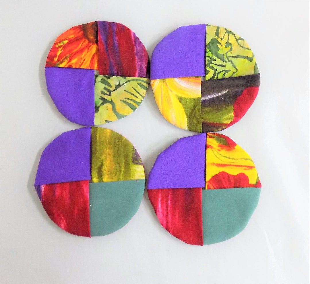 Wine Coasters Set of 4 Multi Colored Coasters Fun Idea for Party Gift ...
