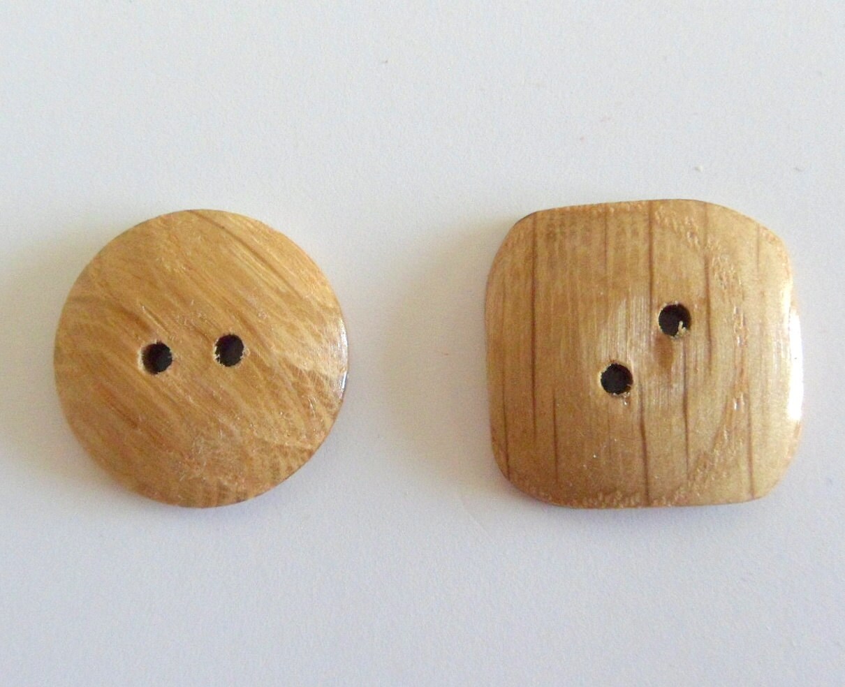 Oak Wood Buttons Round or Square Buttons 5/8 Buttons | Etsy