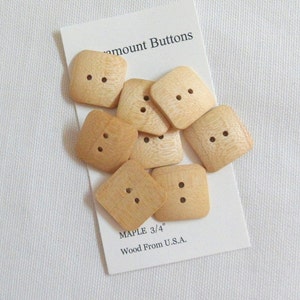 Square Handmade Buttons Maple Wood Buttons 5/8" Square - Etsy