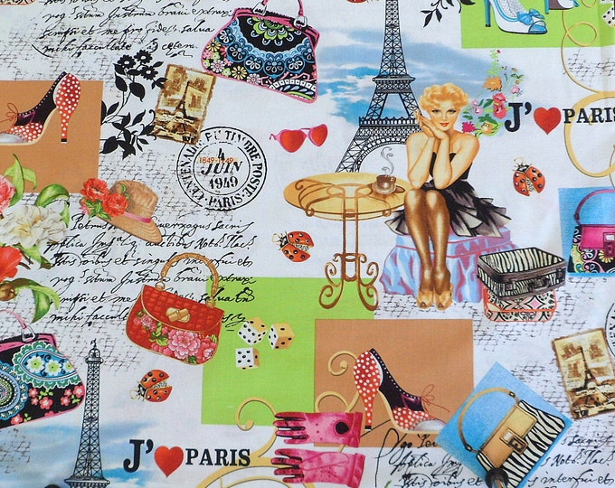 Paris Print Fabric I Love Paris Material Timeless Treasures - Etsy