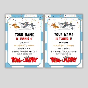 Editable Tom and Jerry Birthday Invitation | Digital Party Invite ...