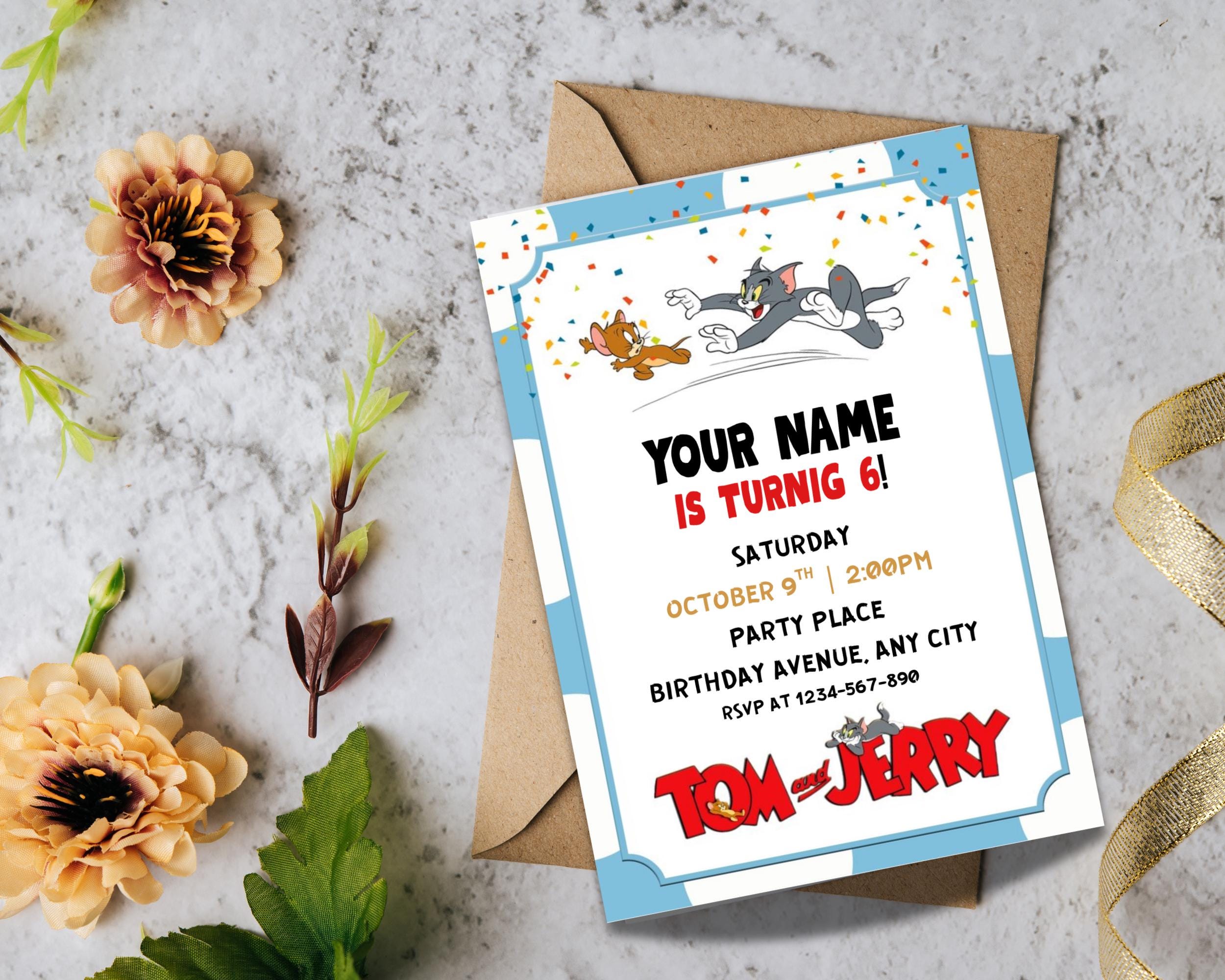 Editable Tom and Jerry Birthday Invitation | Digital Party Invite ...