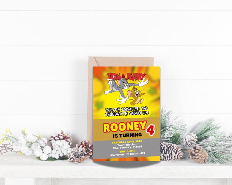 Editable Tom and Jerry Birthday Invitation | Digital Party Invite ...