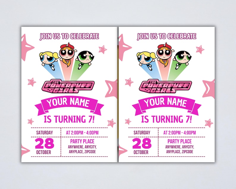 Powerpuff Girls Birthday Invitation | Editable Canva Template | Digital ...