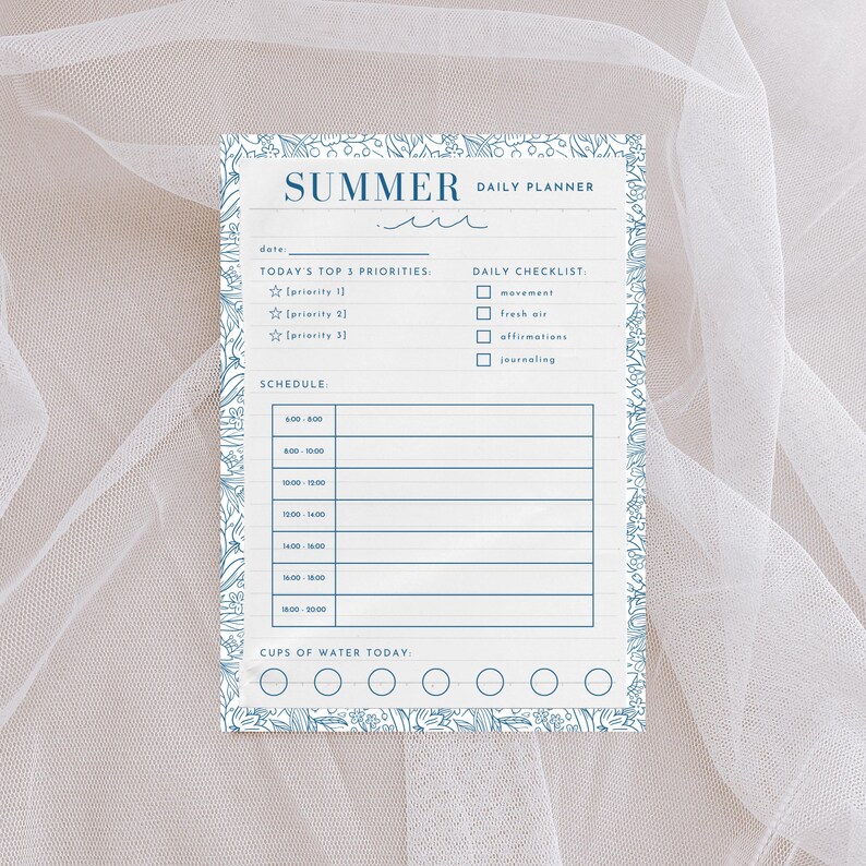 Summer Daily Planner Template – Editable in Canva – Printable & Digital ...