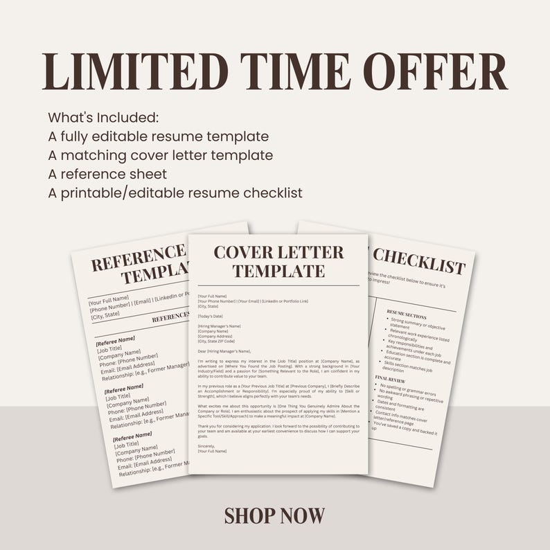 Job Application Canva Template Bundle | Resume, Cover Letter ...