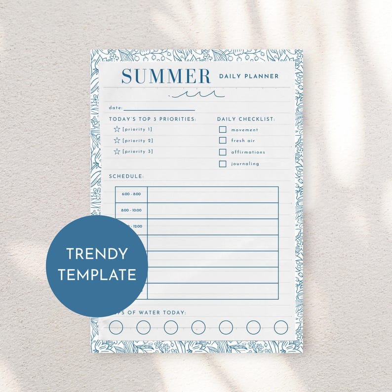 Summer Daily Planner Template – Editable in Canva – Printable & Digital ...