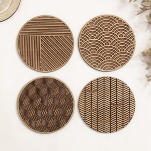 Geometric Handmade Wooden Coasters | Set of 4 - Etsy