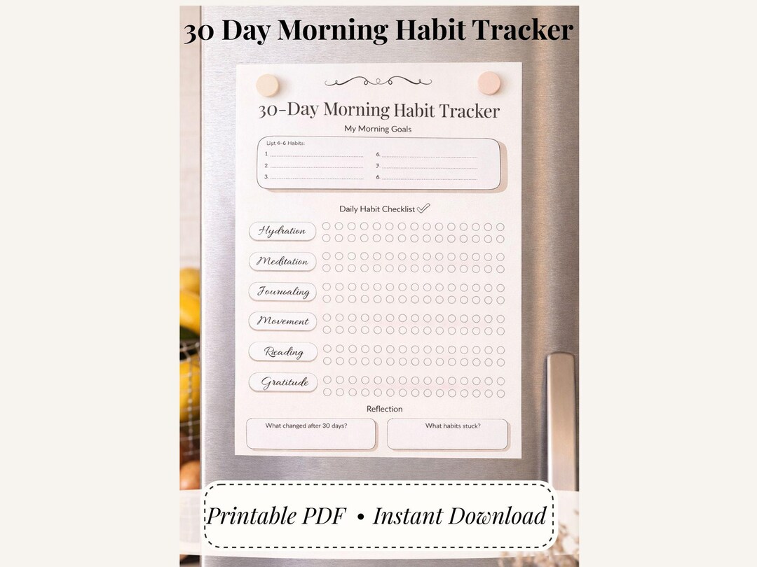 30 Day Morning Habit Tracker Printable | Simple Habit Tracker PDF ...