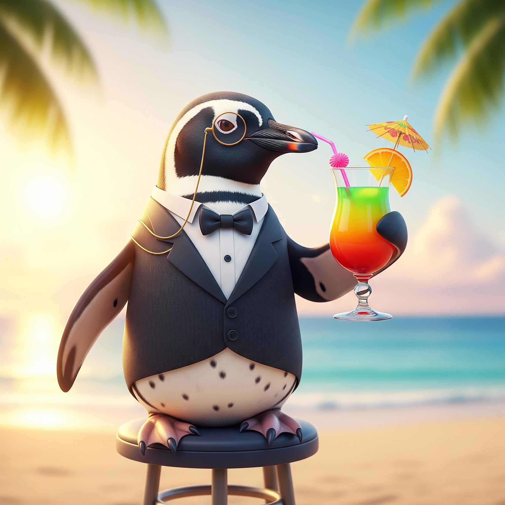 Penguin With a Cocktail - Etsy