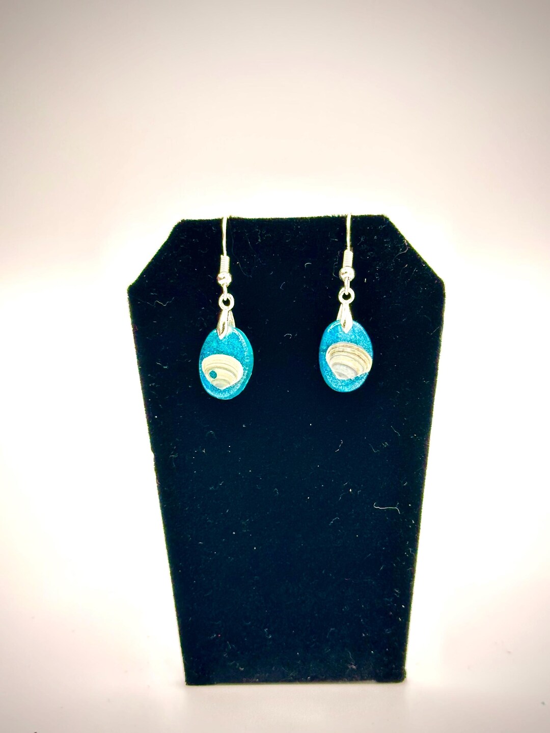 OBX Baby Clam Shell Turquoise Blue and Green Pendent Earrings, Ocean ...