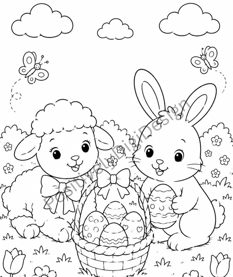 Easter Colouring Book for Kids Printable PDF | 20 Cute Easter Colouring ...