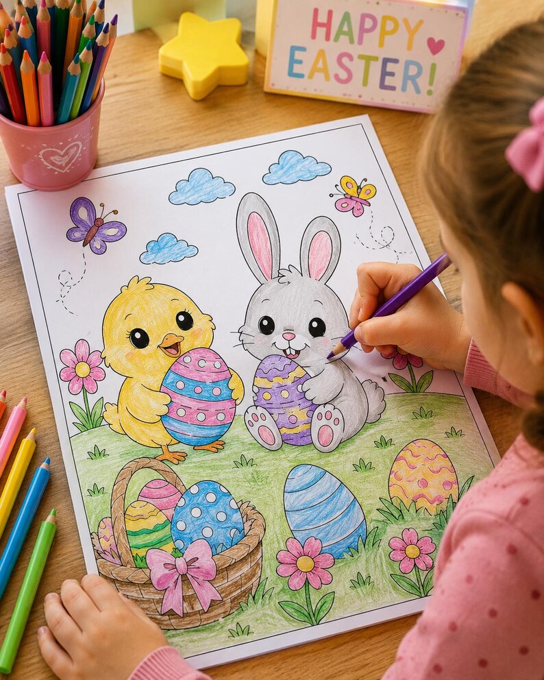 Easter Colouring Book for Kids Printable PDF | 20 Cute Easter Colouring ...