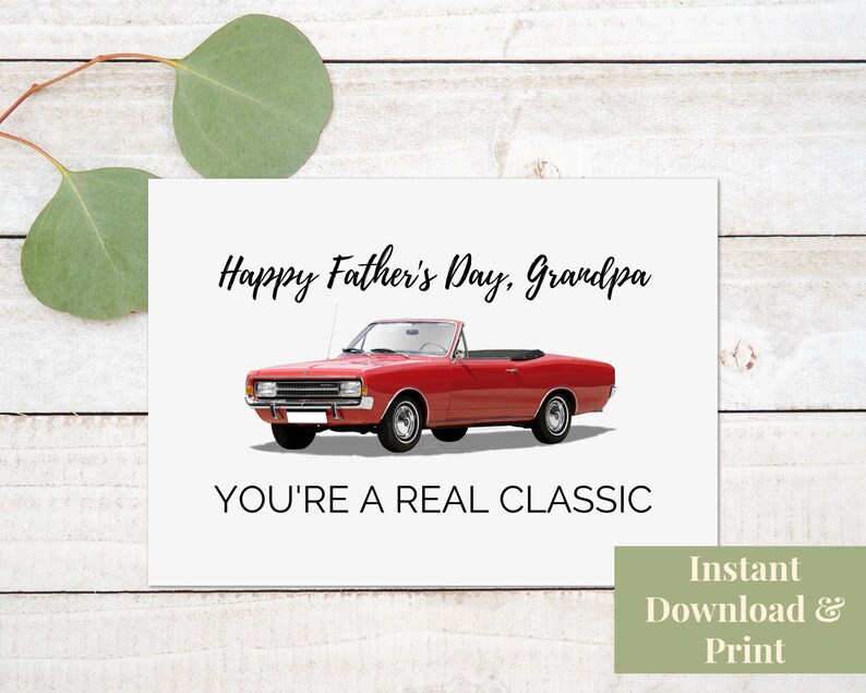 Printable Father's Day Card for Grandpa, Grandfather Card, Classic Car ...