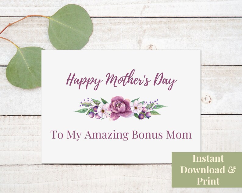 Printable Mother's Day Card for Bonus Mom, Best Bonus Mom, Step Mom ...