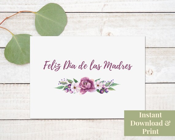 Spanish Mothers Day Card Printable Feliz Dia De Las Madres | Etsy