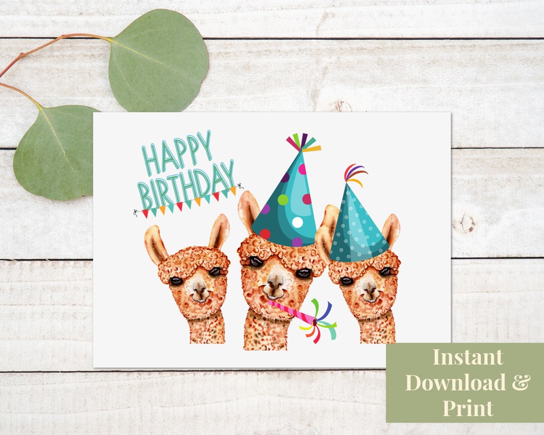 Alpaca Birthday Card, Happy Birthday Card Digital Download - Etsy