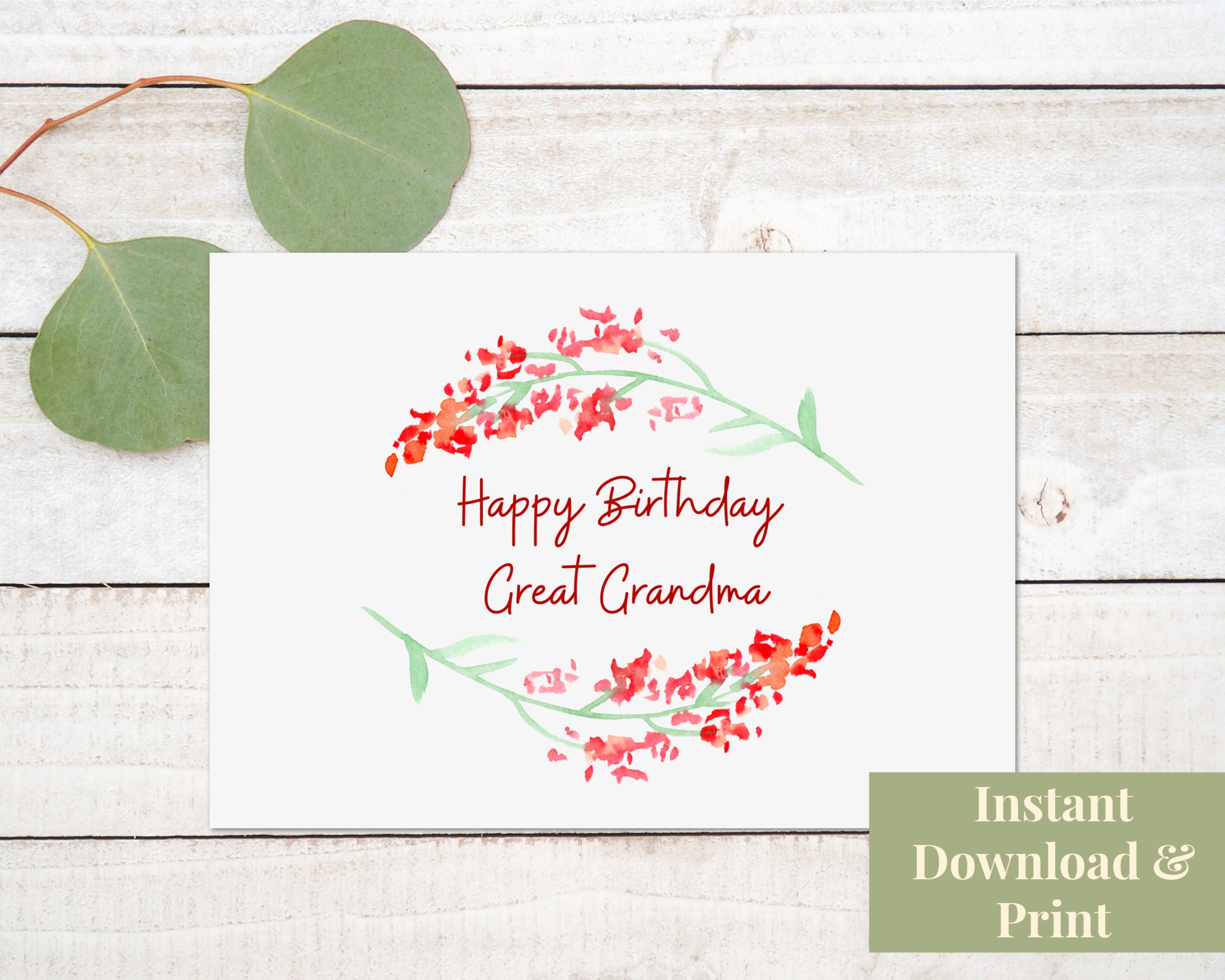 Great Grandma Card, Printable Birthday Card for Great Grandmother ...