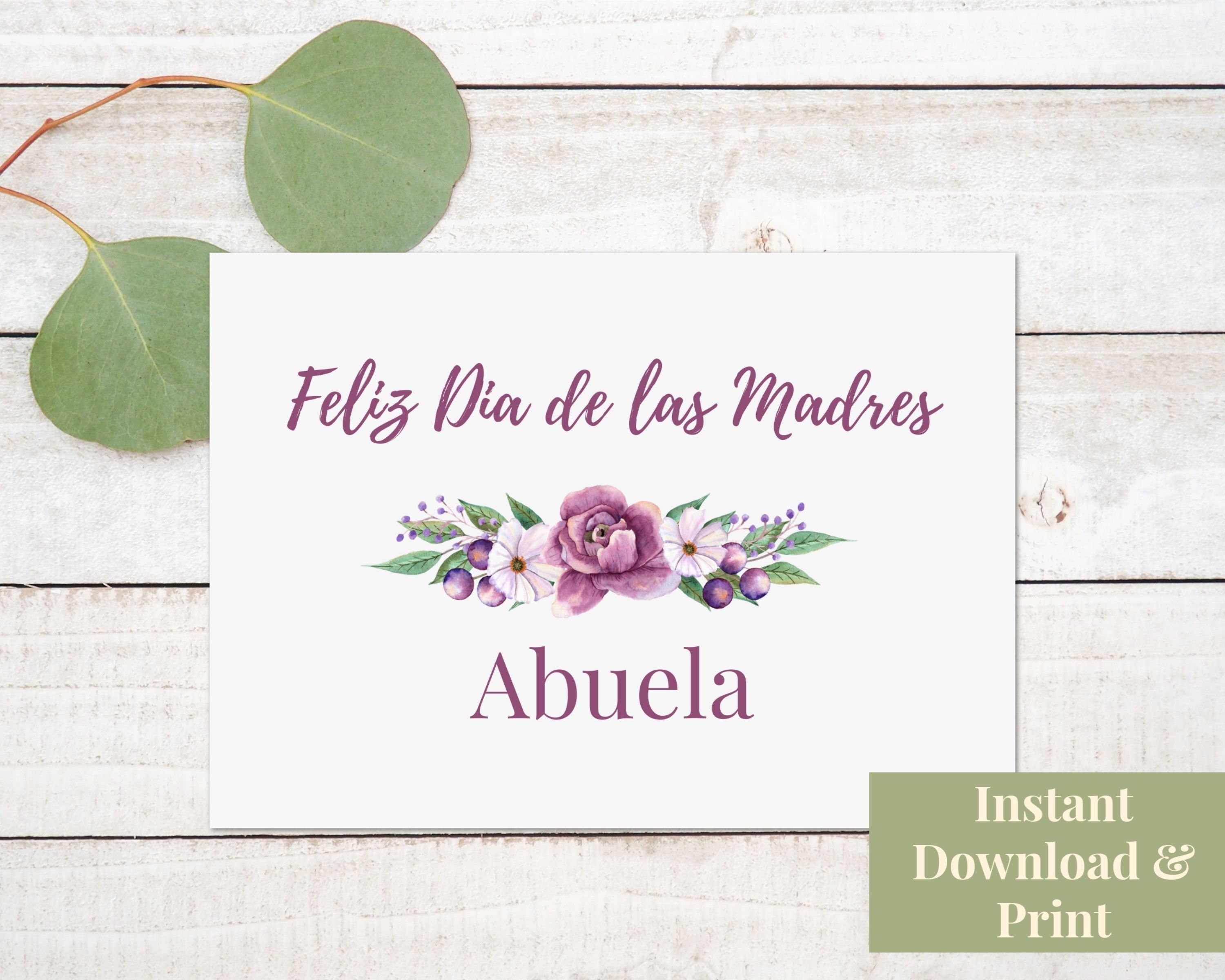 Spanish Mothers Day Card Printable, Feliz Dia De Las Madres Abuela ...
