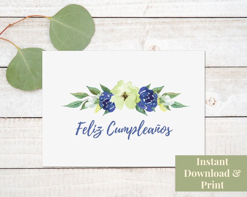 Feliz Cumpleanos Card - Tarjeta De Cumpleanos - Printable Birthday Card ...