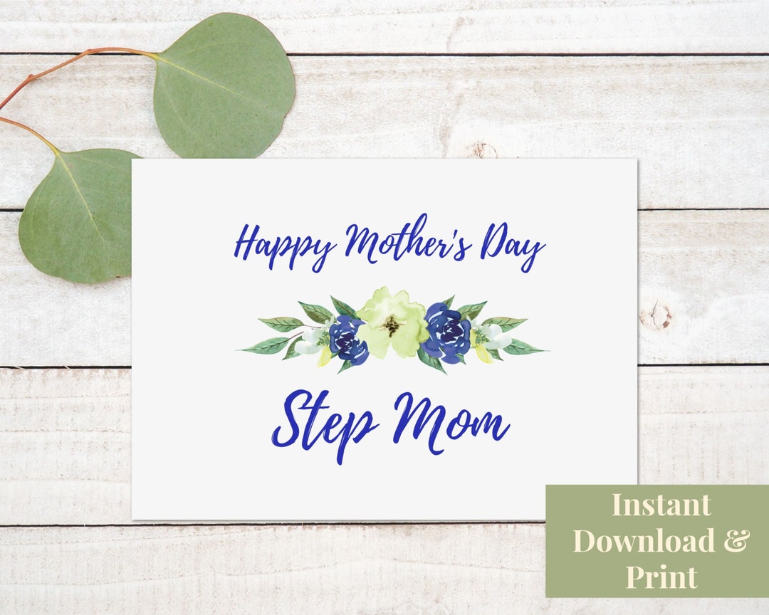 Step Mom Mother's Day Card Printable, Printable Mother's Day Card for ...
