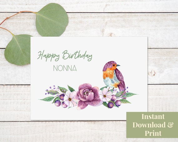 Nonna Card Nonna Printable Happy Birthday Card Greeting | Etsy