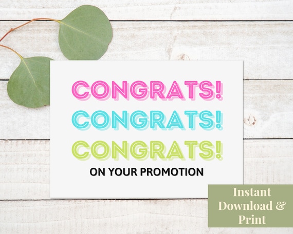 Printable Congratulations Promotion Card Job Promotion Card - Etsy