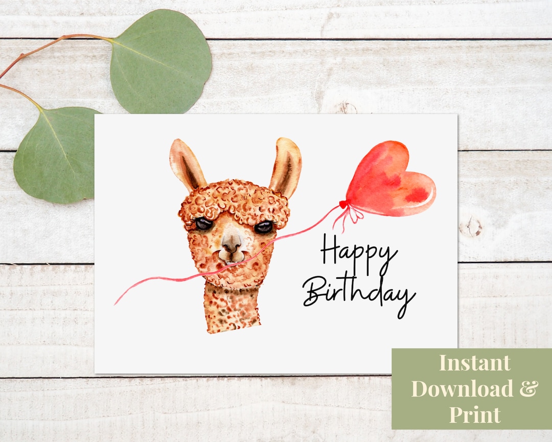 Alpaca Birthday Card, Happy Birthday Card Digital Download - Etsy